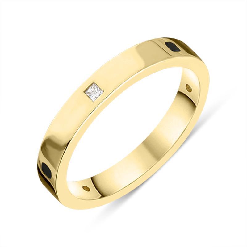 18ct Yellow Gold Whitby Jet Diamond 3mm Wedding Band Ring R1198_3 ...
