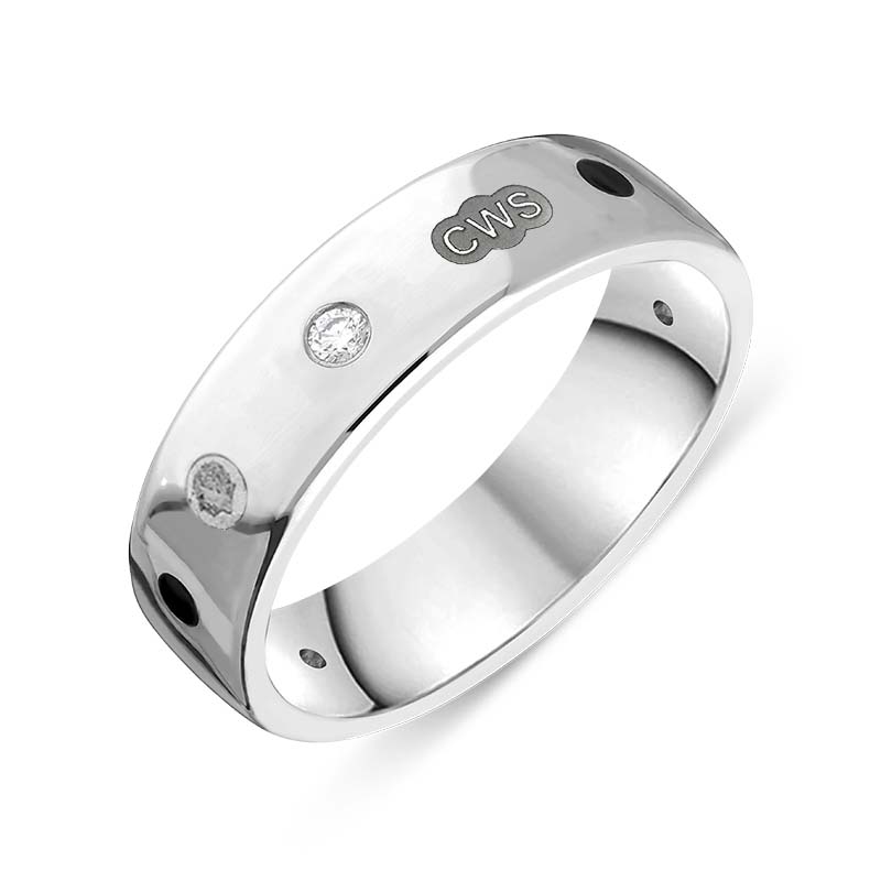 Sterling Silver 0.09ct Diamond Whitby Jet King's Coronation Hallmark ...