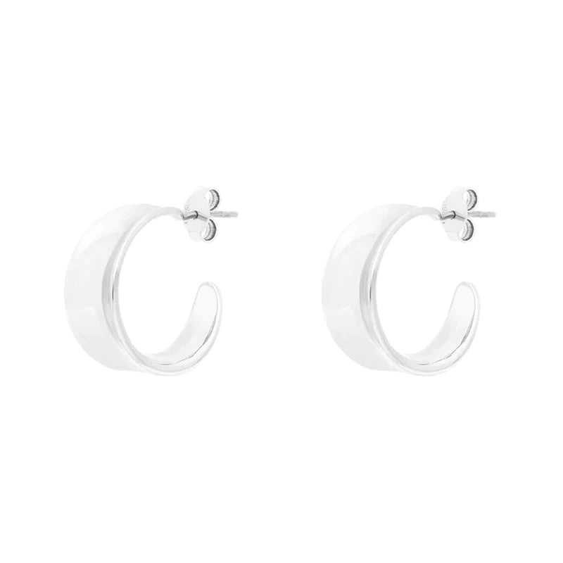 Sterling Silver Concave Hoop Earrings D E479 | Araucaria Jet Jewellers