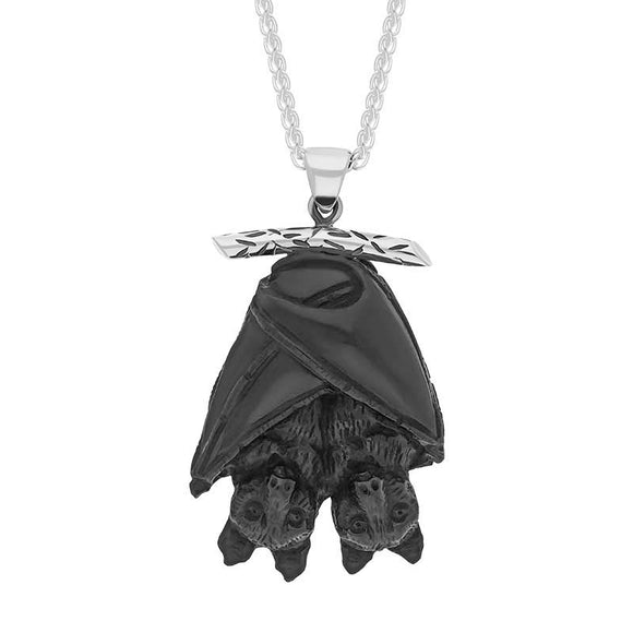 Sterling Silver Whitby Jet Hugging Bats Necklace PUNQ0009507 ...